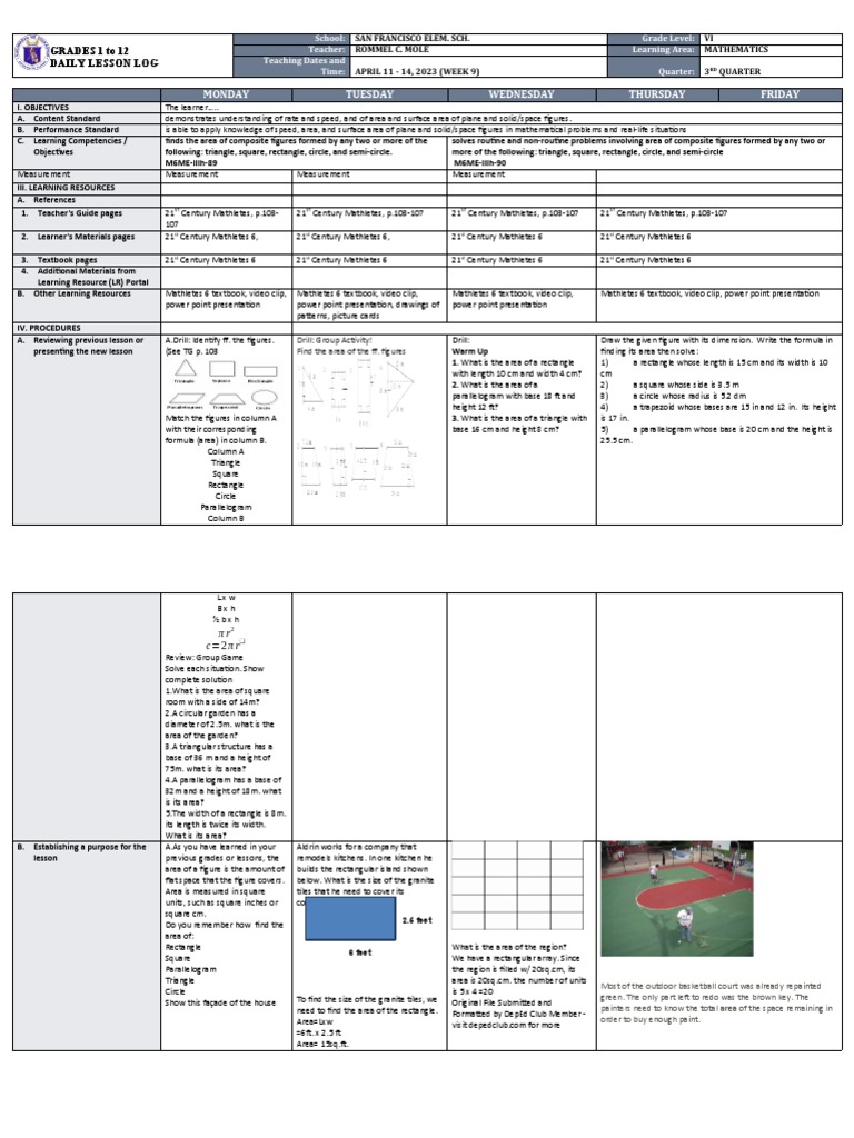 Mathematics 6 | PDF | Area | Triangle