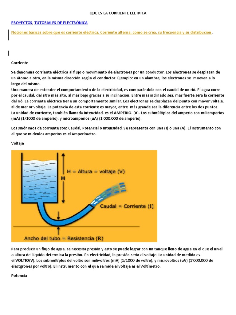 Que Es La Corriente Eletrica | PDF | Corriente eléctrica | voltaje