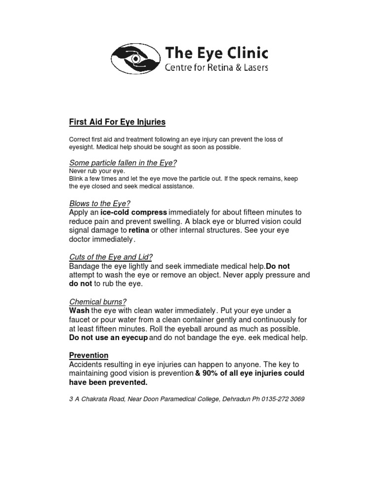 First Aid Guidelines for Eye Injuries | PDF