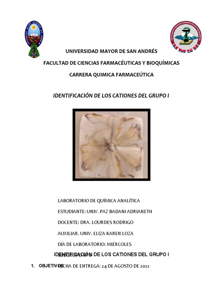 Lab 1 QMC Analítica | PDF | Precipitación (Química) | Ion