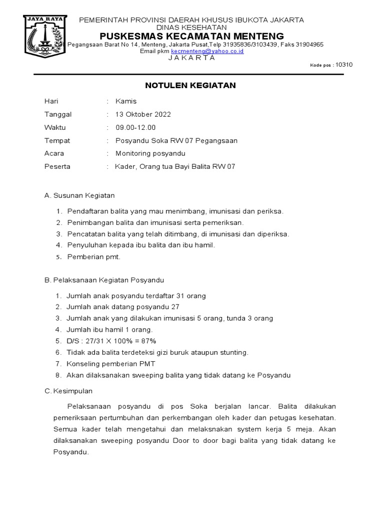Notulen Posyandu | PDF