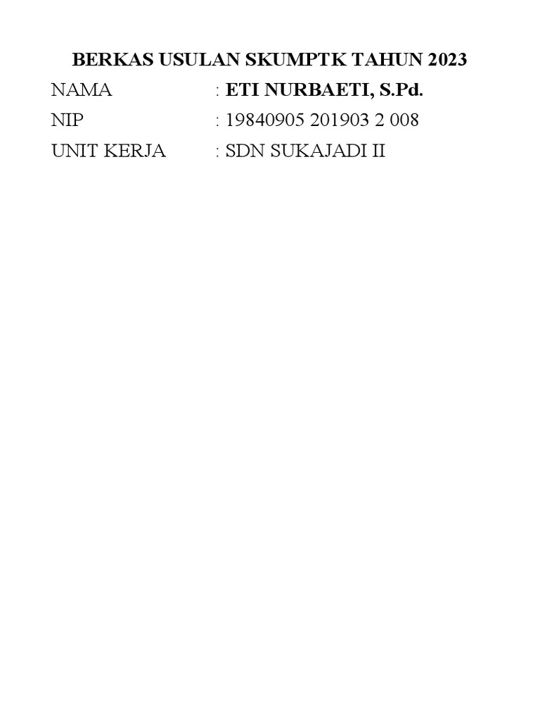 Berkas Usulan Skumptk Tahun 2023 | PDF
