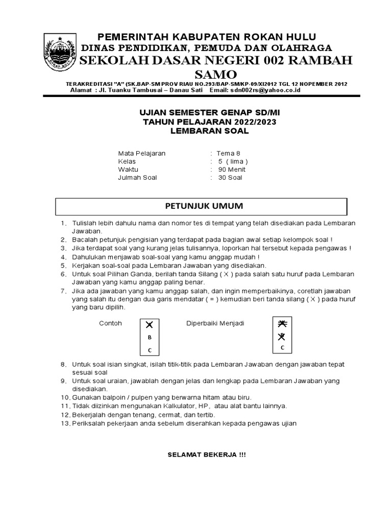 Soal PAS TEMA 8 Kelas 5 SMT 2 | PDF