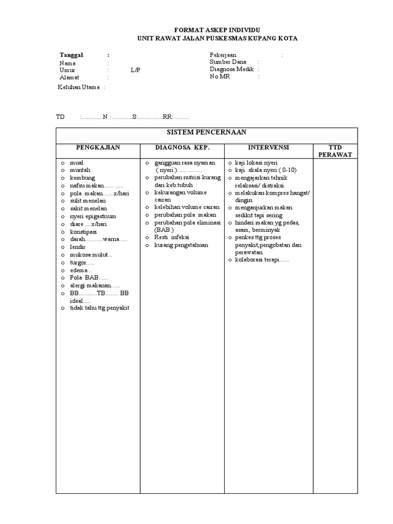 Format Askep Individu Yang Jadi 2 | PDF