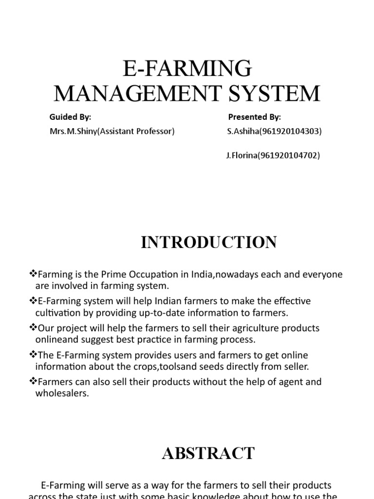 E-Farming Management System | PDF | Farmer | Agriculture