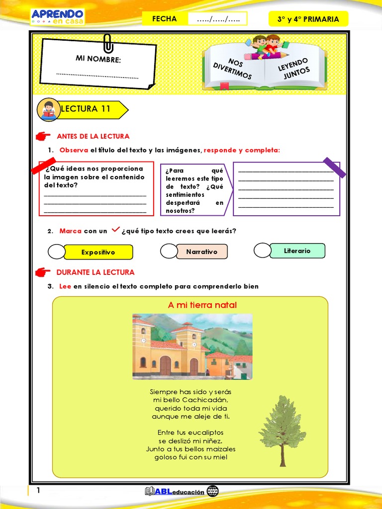 Lectura. Mi Tierra Natal | PDF