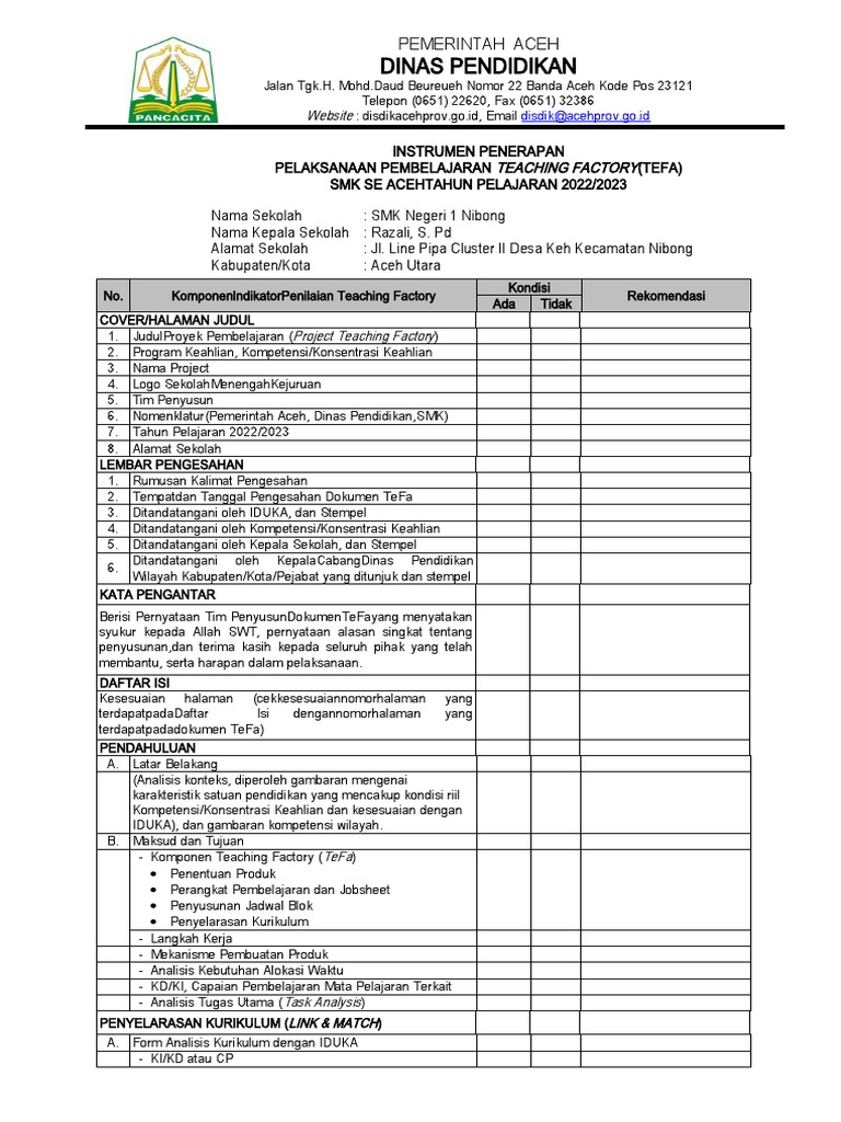 Instrumen Tefa | PDF