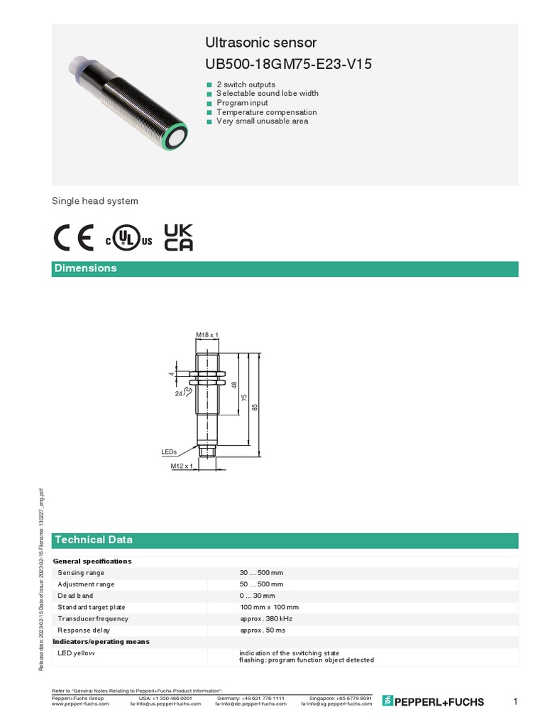 Ultrasonic Sensor Specs & Usage Guide | PDF | Switch | Power Supply