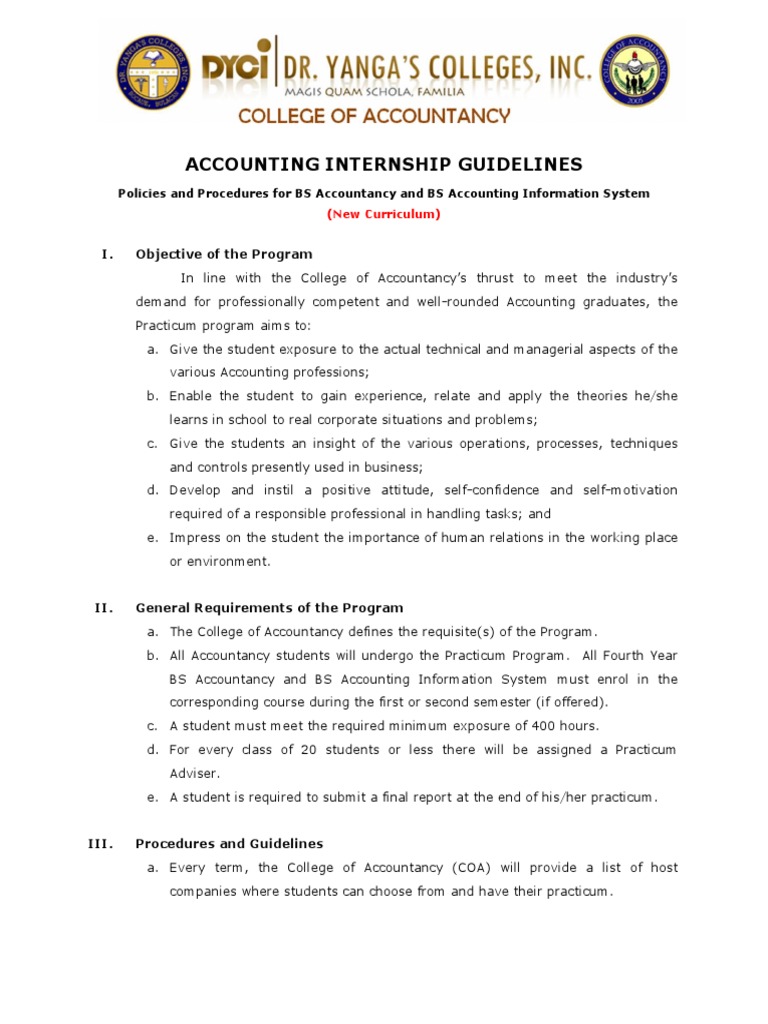001_ACCOUNTING-INTERNSHIP-GUIDELINES | PDF | Internship | Job Hunting