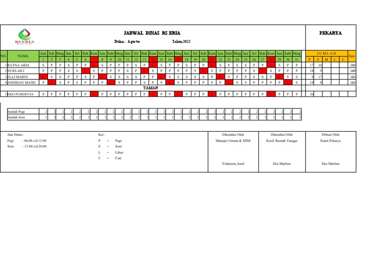 Format Daftar Jadwal Unit | PDF