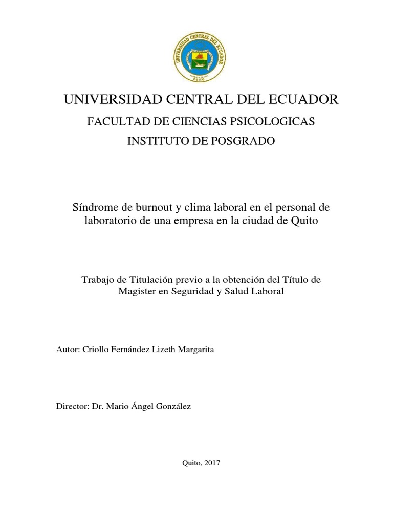 Criollo Ecuador | PDF | Burnout ocupacional | Riesgo
