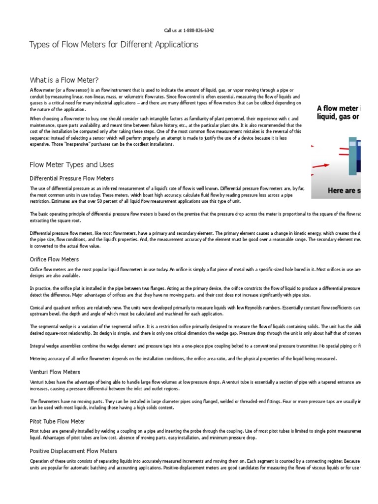Types of Flow Meters and Their Uses | PDF | Flow Measurement | Fluid ...