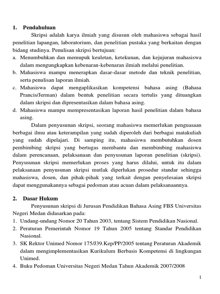 SOP Skripsi 2021 FBS UNIMED | PDF