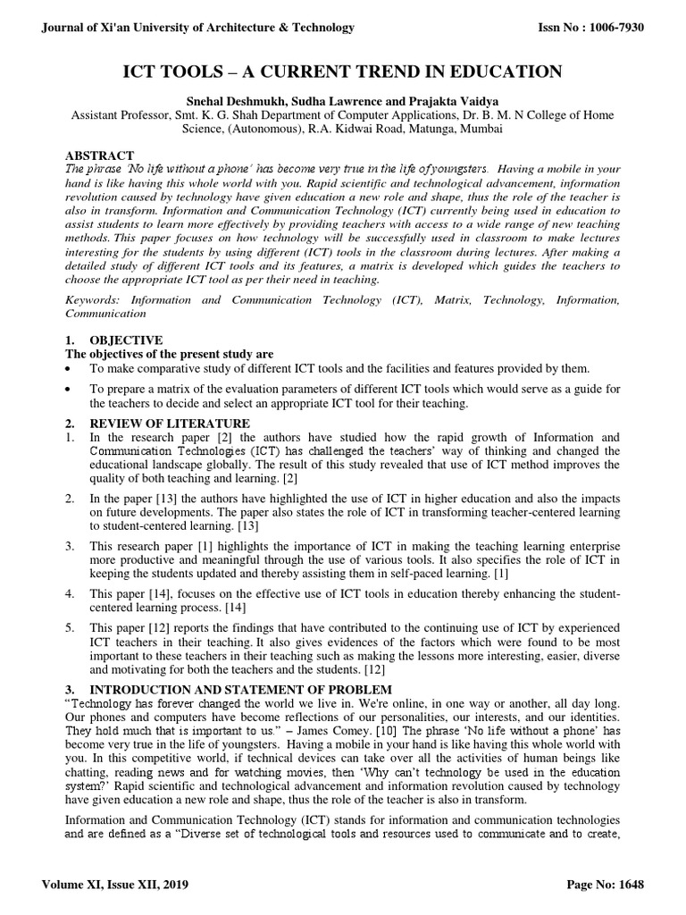 Ict Tools - A Current Trend in Education | PDF | Educational Technology | Information And ...