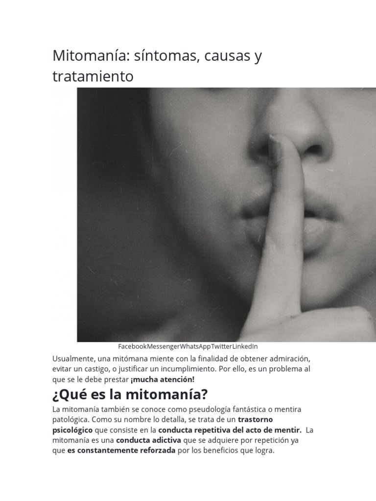 Mitomanía Causas y Efectos | PDF | Trastorno mental | Mentira