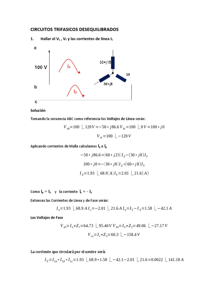 5-2 Ejercicio de Ctos Trifasicos Desequilibrados | PDF | Dinámica (Mecánica) | Ingenieria Eléctrica