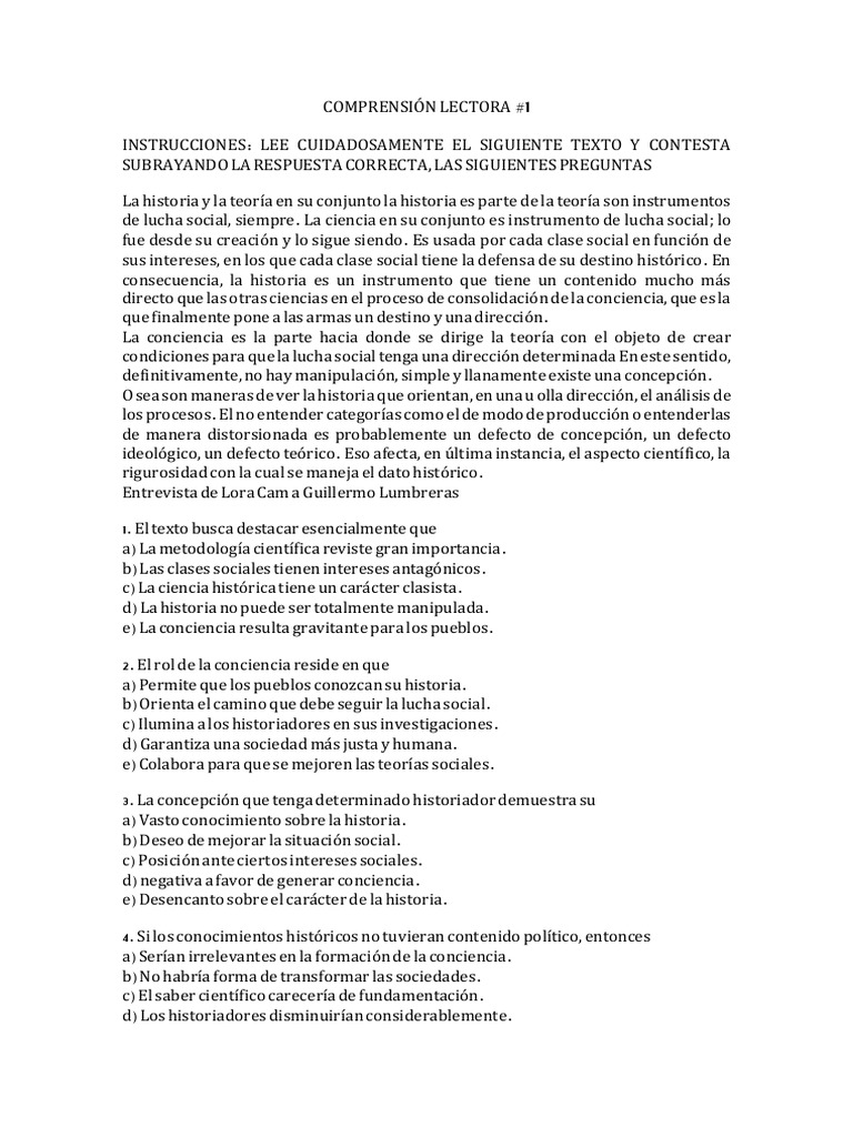 Comprensión Lectora Ejercicios 2 | PDF | Libertad | Derechos humanos