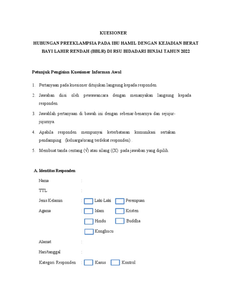 Kuesioner Proposal | PDF