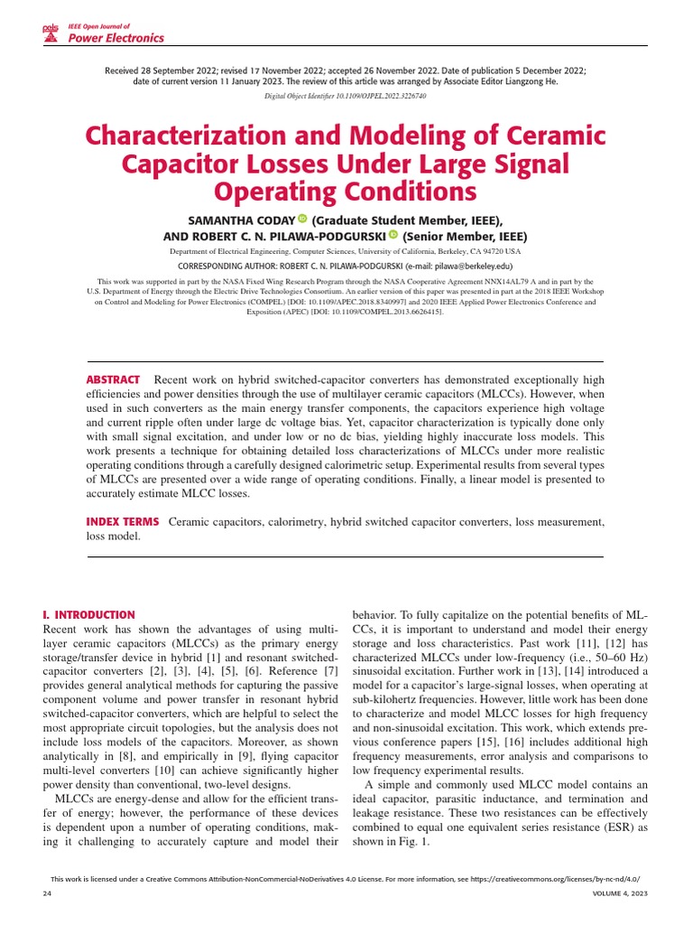 Characterization and Modeling of Ceramic Capacitor Losses Under Large Signal Operating ...