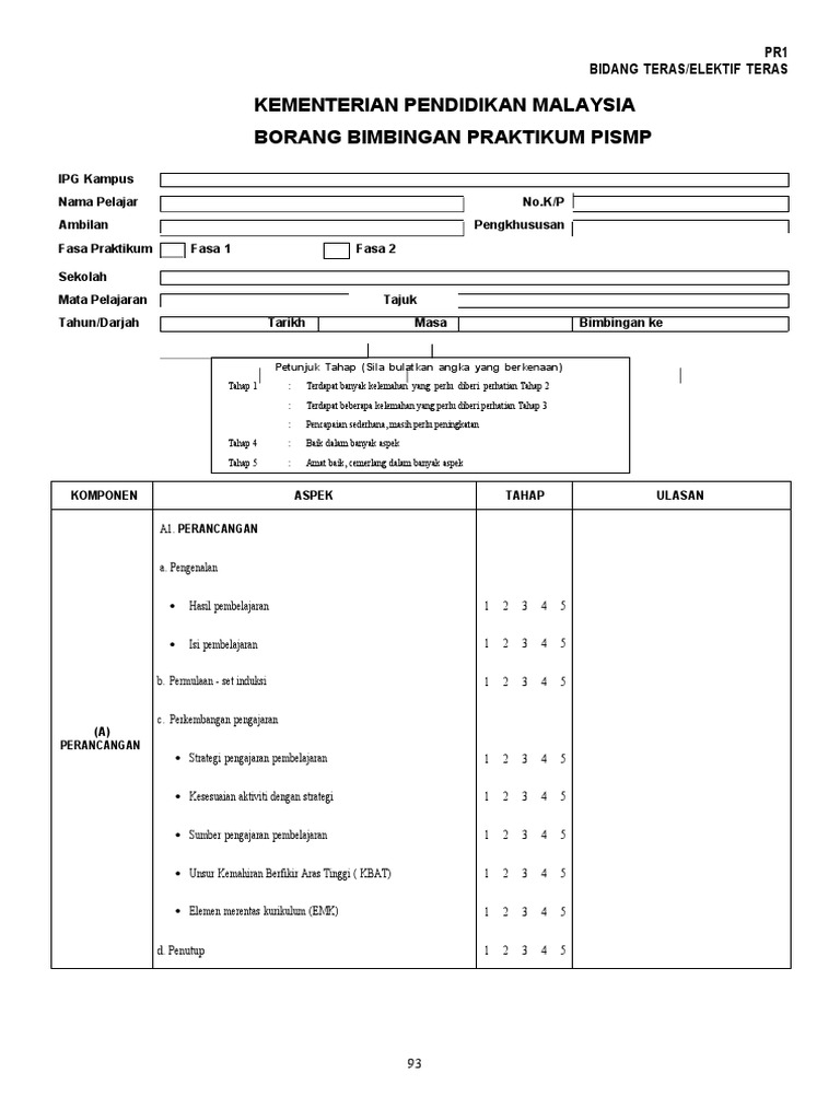 Borang Bimbingan PR1 | PDF