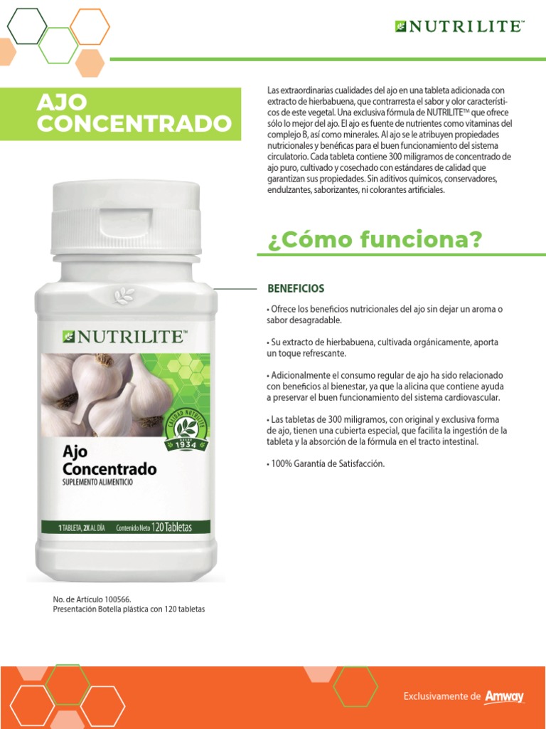 Beneficios del Ajo Concentrado Nutrilite | PDF | Ajo | Nutrición