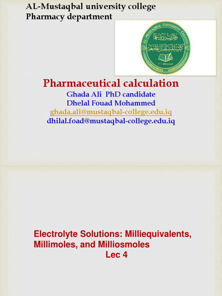 Electrolyte Calculations Guide | PDF | Electrolyte | Magnesium