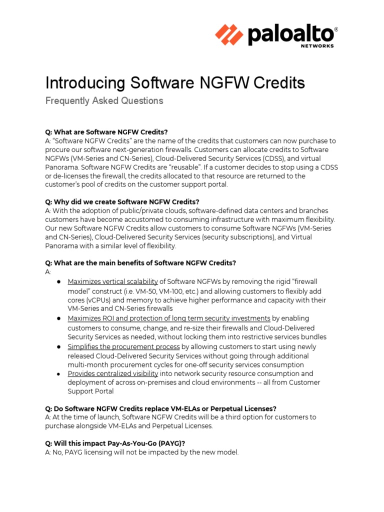 EXTERNAL Software NGFW Consumption Model FAQ | PDF | Cloud Computing ...