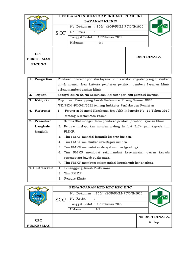 Penilaian Perilaku Layanan Klinis Puskesmas | PDF