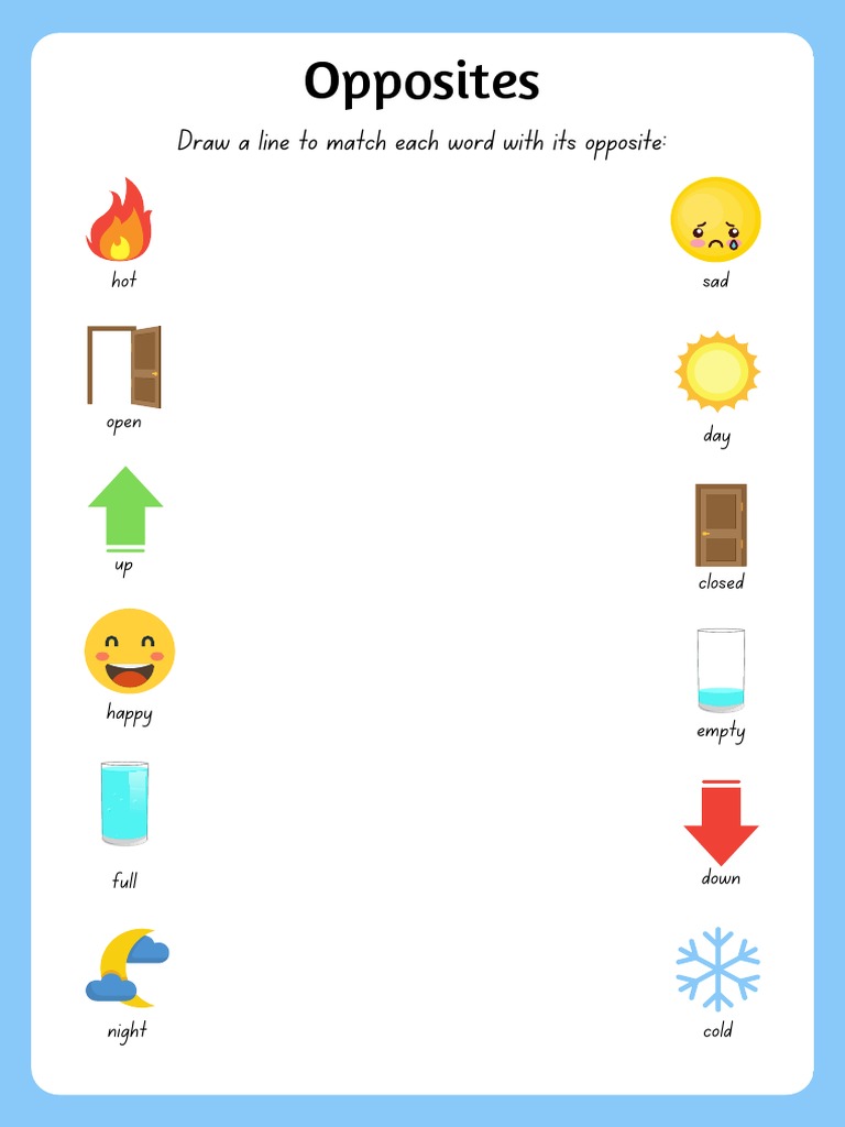 Opposites Worksheet | PDF