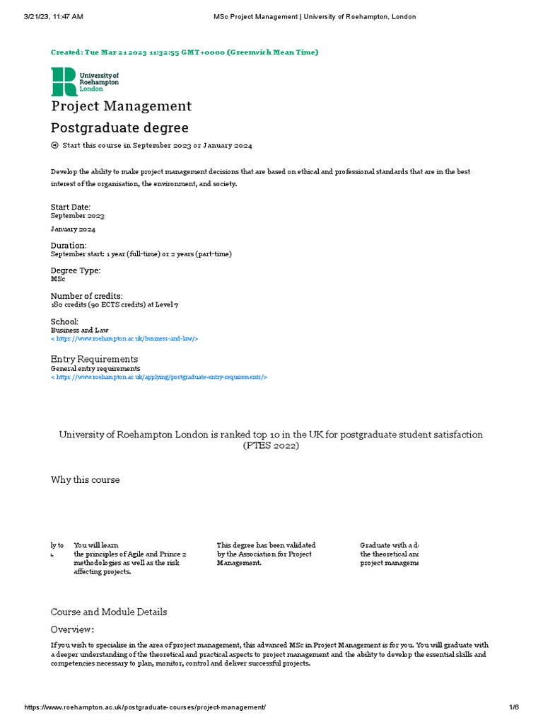 Project Management | Download Free PDF | Postgraduate Education ...