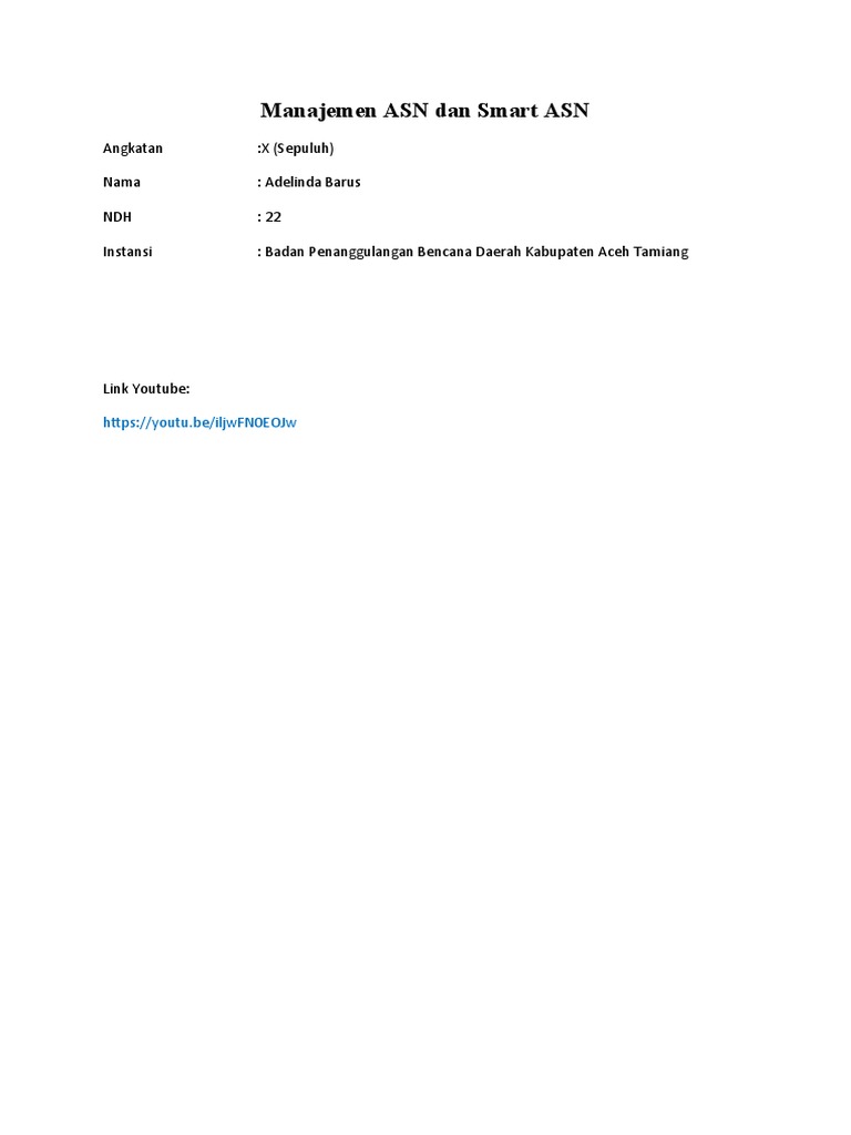 Manajemen ASN Dan Smart ASN | PDF