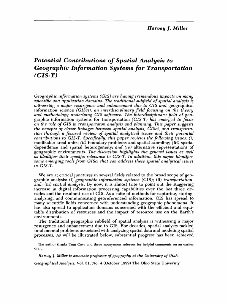Potential Contributions Of Spatial Analysis To Pdf Spatial Analysis