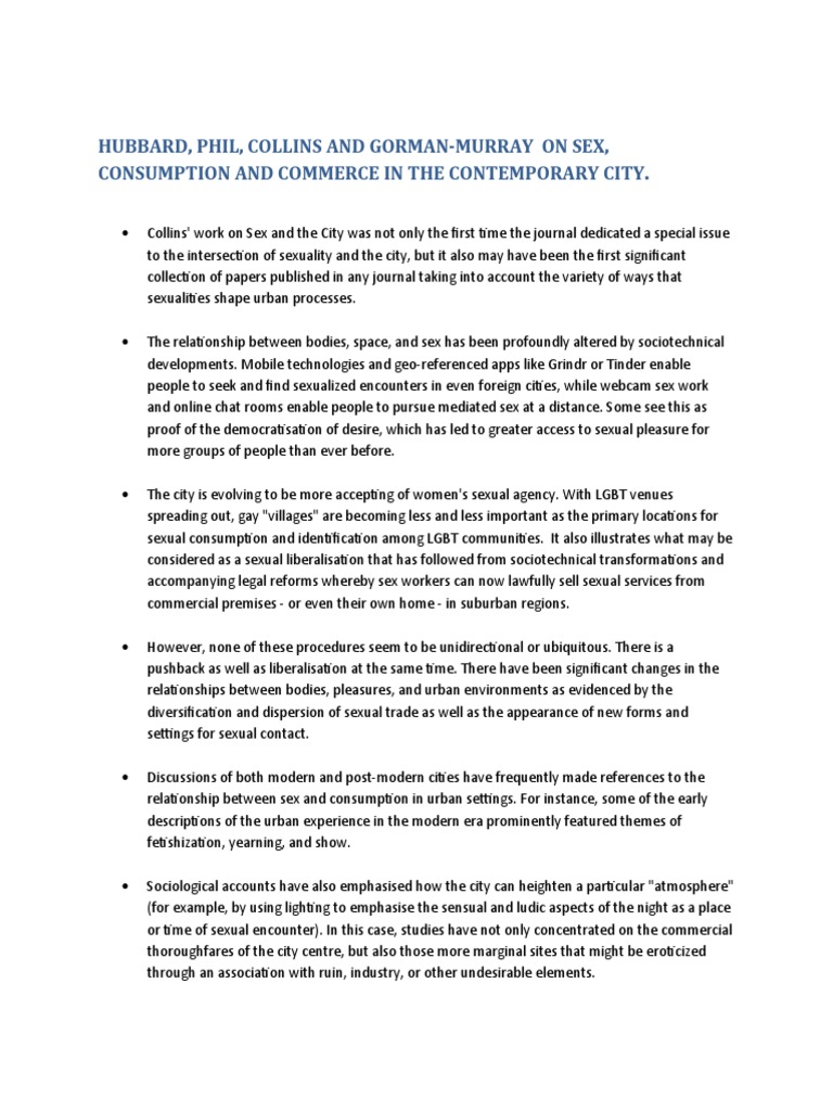 Sex Consumption And Commerce Pdf Prostitution Consumerism 
