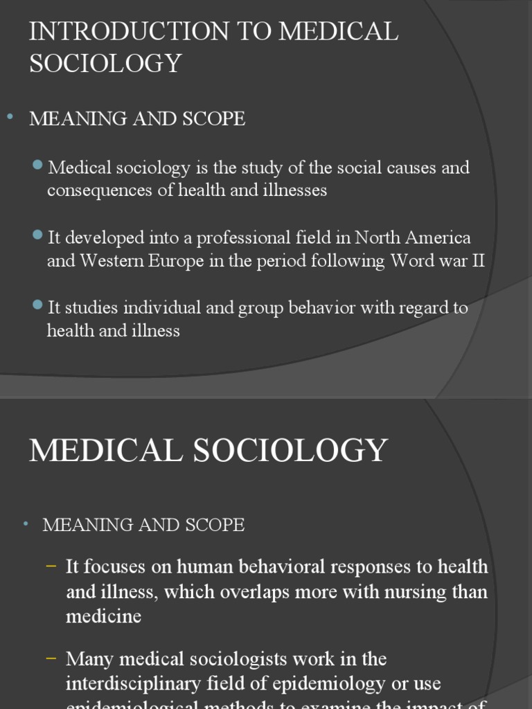 1 MEDICAL SOCIOLOGY LECTURE | PDF | Sociology | Social Constructionism