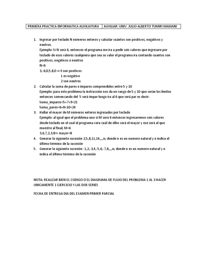 Primera Practica Informatica Auxiliatura | PDF