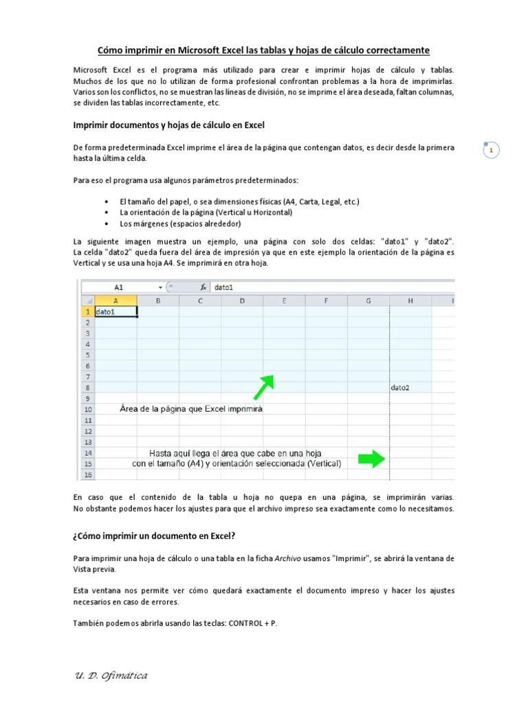 Cómo Imprimir en Microsoft Excel Las Tablas y Hojas de Cálculo Correctamente | PDF | Microsoft ...