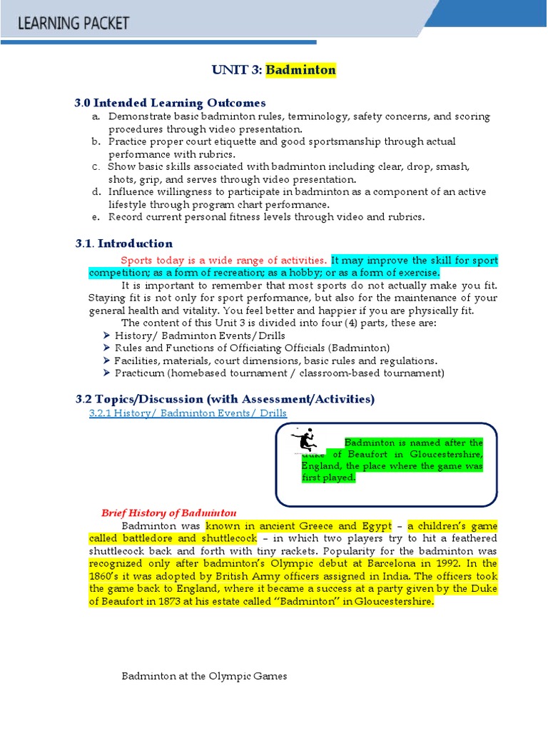 PE 2 Unit 3 Games and Sports | PDF | Sports | Athletic Sports