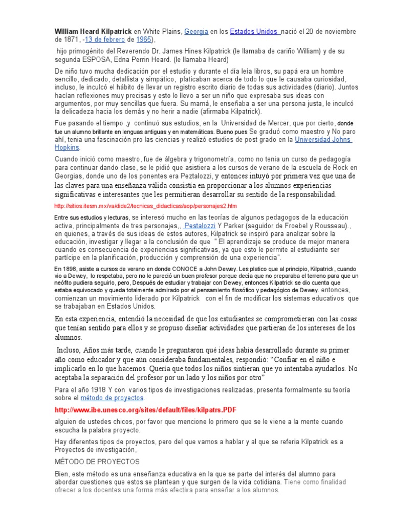 William Heard Kilpatrick | PDF | John Dewey | Enseñando