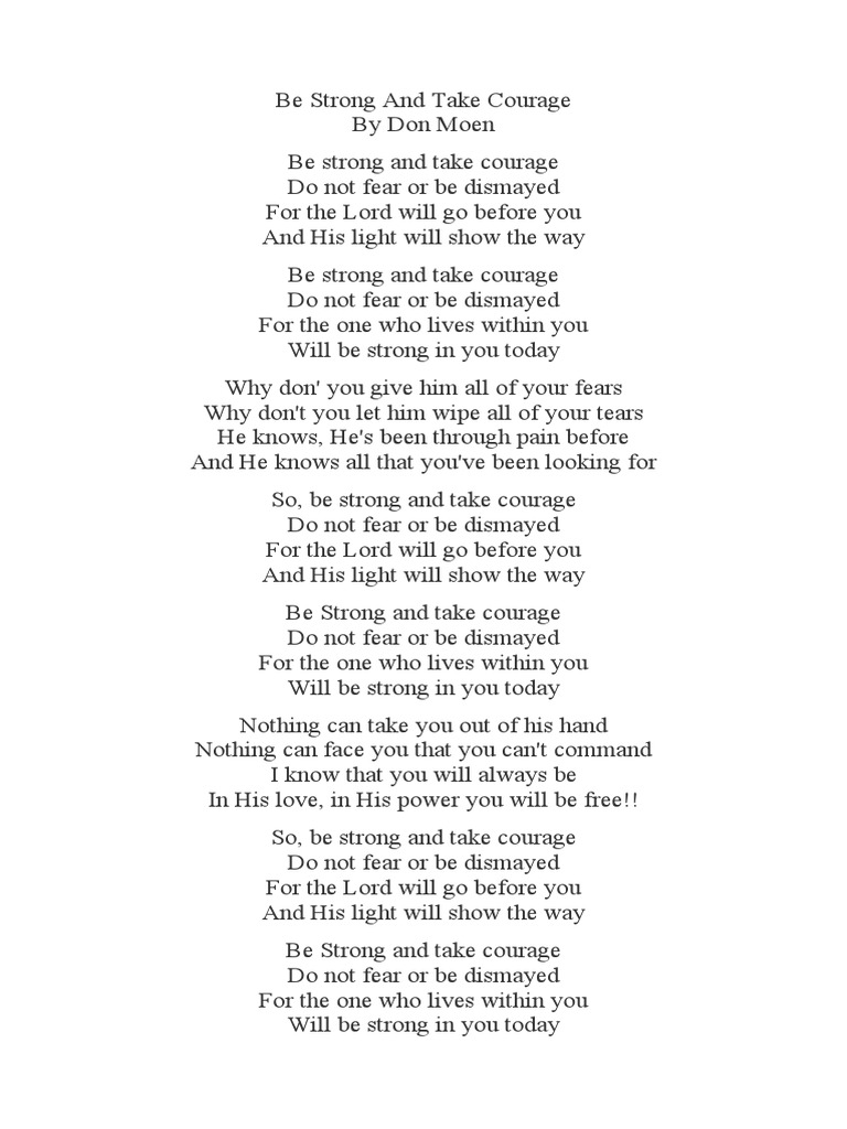 Be Strong and Take Courage Lyrics | PDF