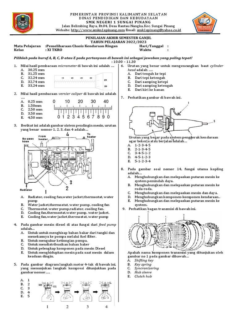 Soal PAS Genap 2023 Pemeliharaan Chasis XI TKRO | PDF