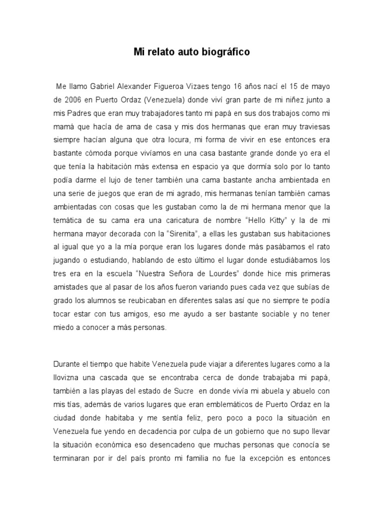 Mi Relato Auto Biográfico | PDF