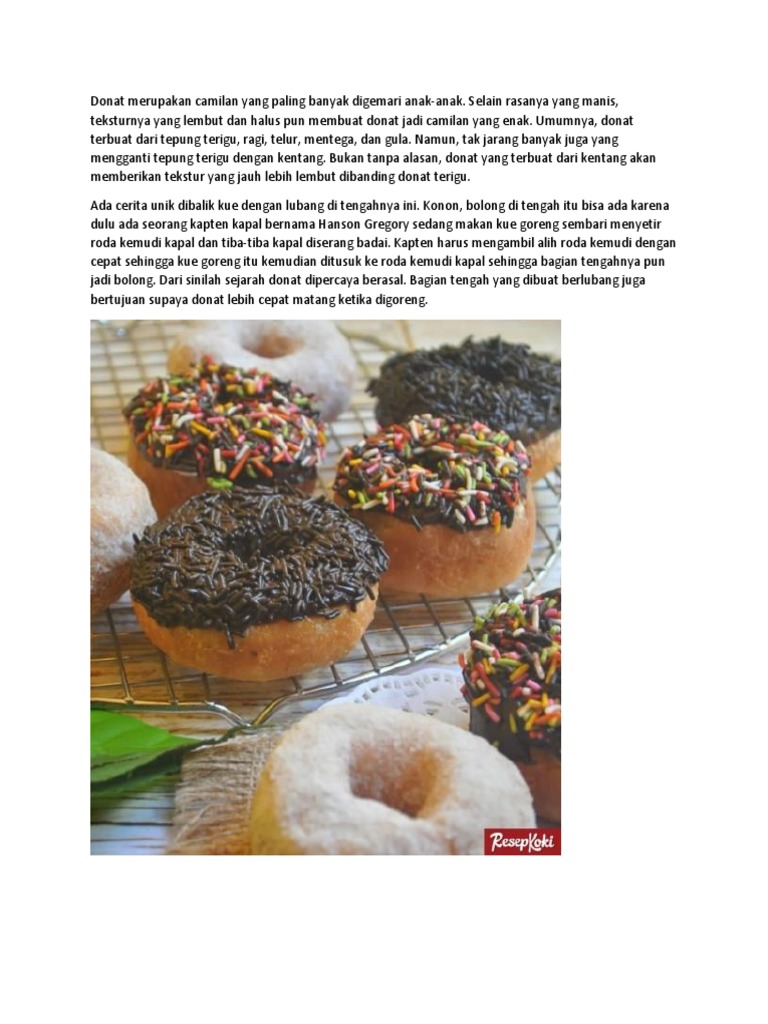 Donat Merupakan Camilan Yang Paling Banyak Digemari Anak | PDF