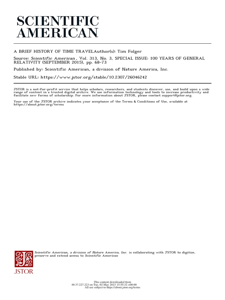 A Brief History of Time Travel | PDF | Time Travel | General Relativity