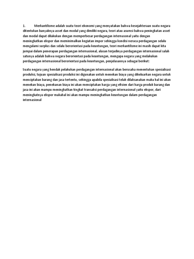 Teori Ekonomi Merkantilisme | PDF