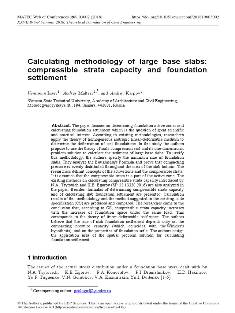 Calculating Methodology of Large Base Slabs Compressible Strata ...