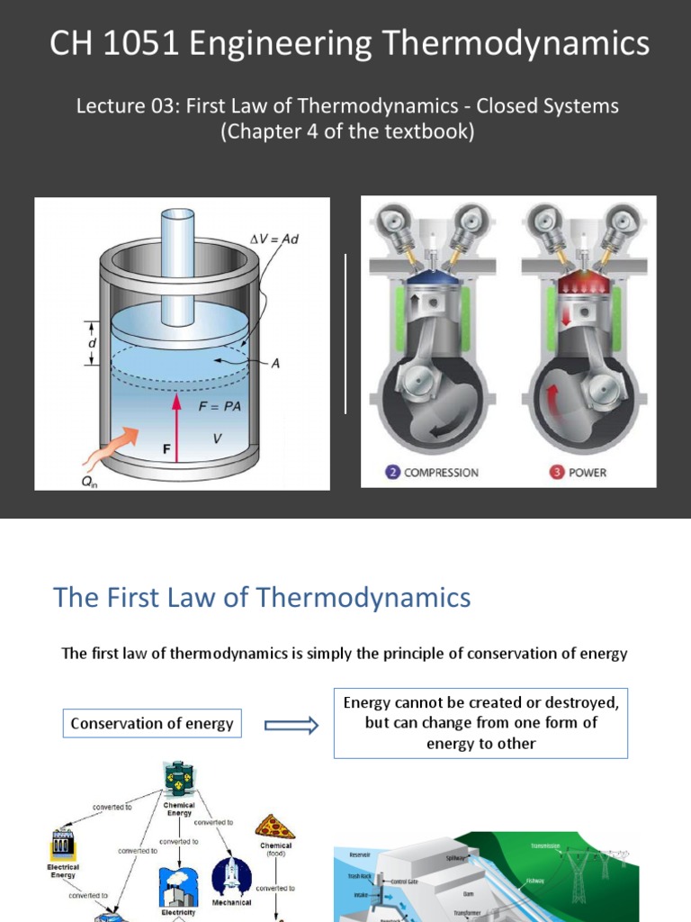 Lecture 03 First Law of Themodynamics - Closed Systems | PDF | Enthalpy ...