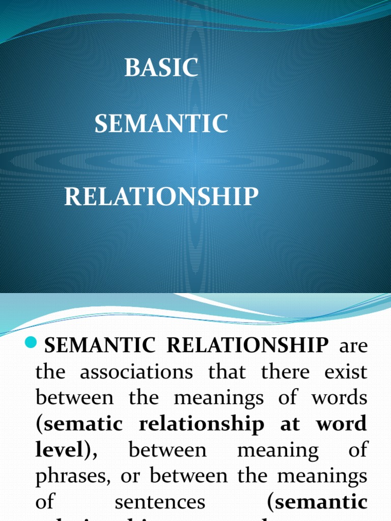 Basic Semantic Relationship | PDF | Word | Metaphor