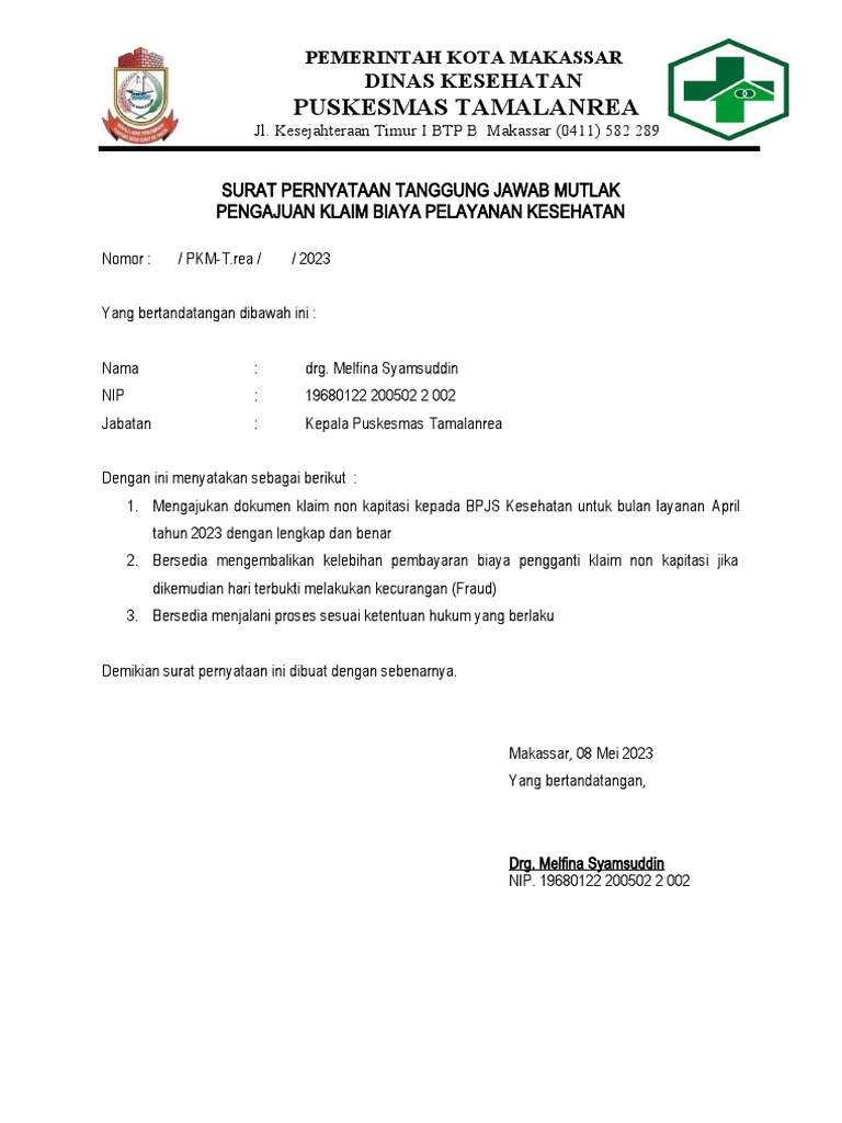 SPTJ Klaim Non Kapitasi | PDF