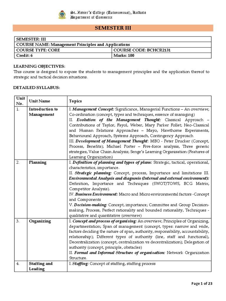 Management Principles Course Syllabus | PDF | Linear Regression | Spss