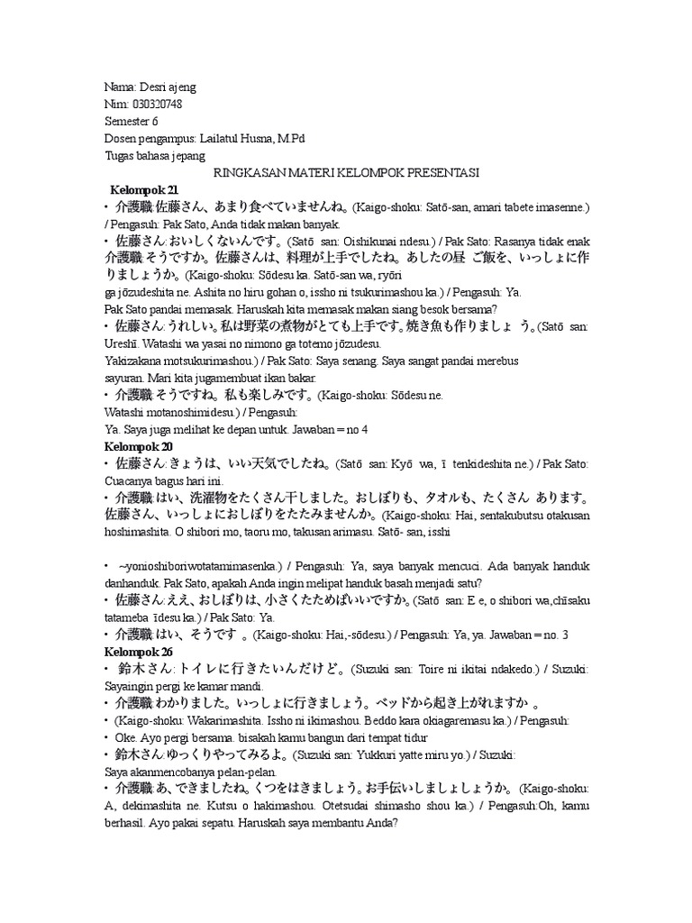 jam praktikum tugas Jepang pert 7 (Ajeng) | PDF